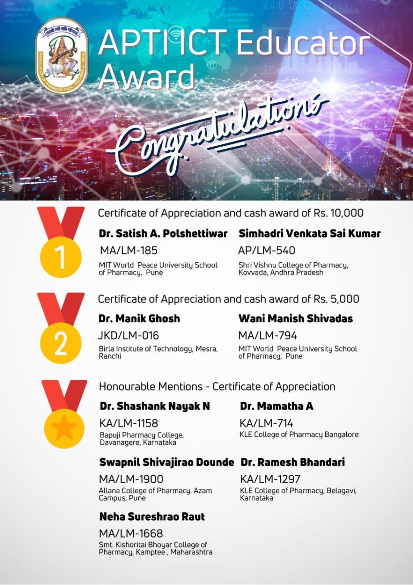Achievement : Dr. Manik Ghosh has been awarded APTI Information ...